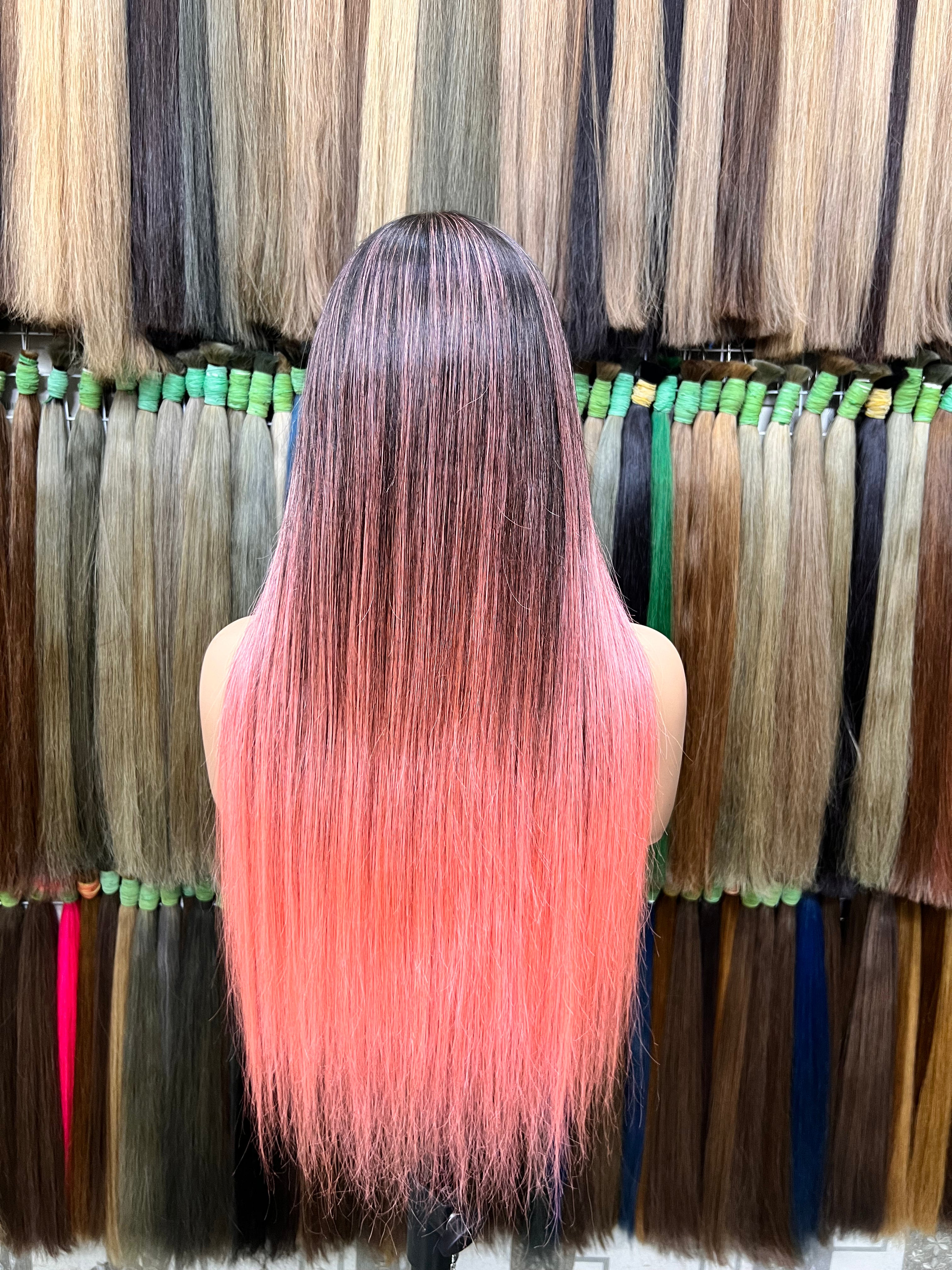 Ambre Black to pink Straight human hair #FFB6C1 – Cambodian Raw Hair Craft